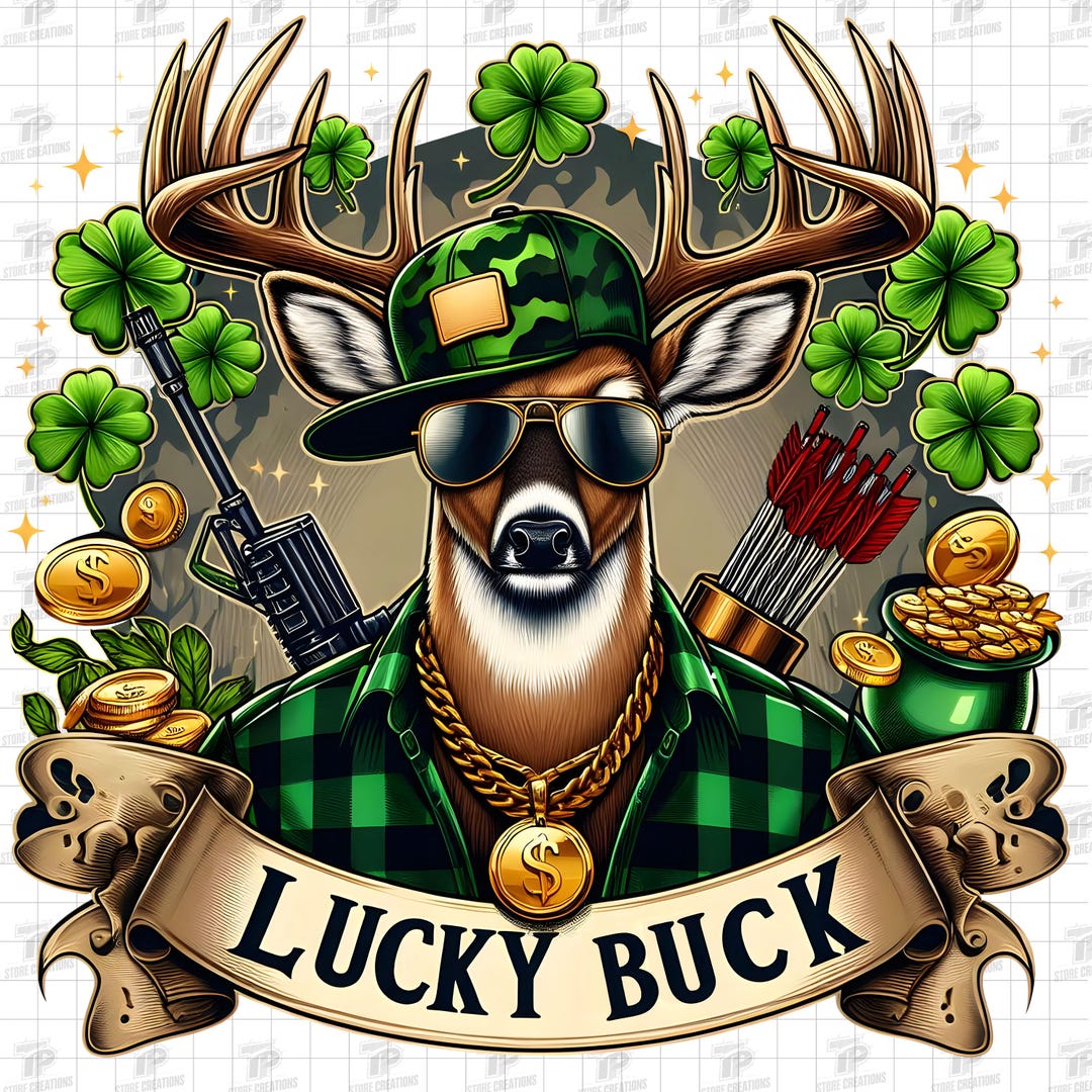 Lucky Buck Png, One Lucky Buck, Hunting Birthday, St Patricks Day Png ...