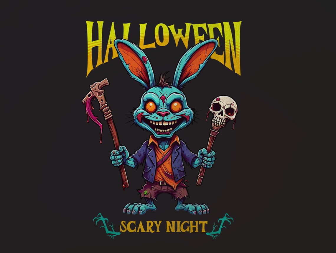 Halloween Rabbits Png, Zombie Rabbit Png, Halloween Horror Png, Scary ...