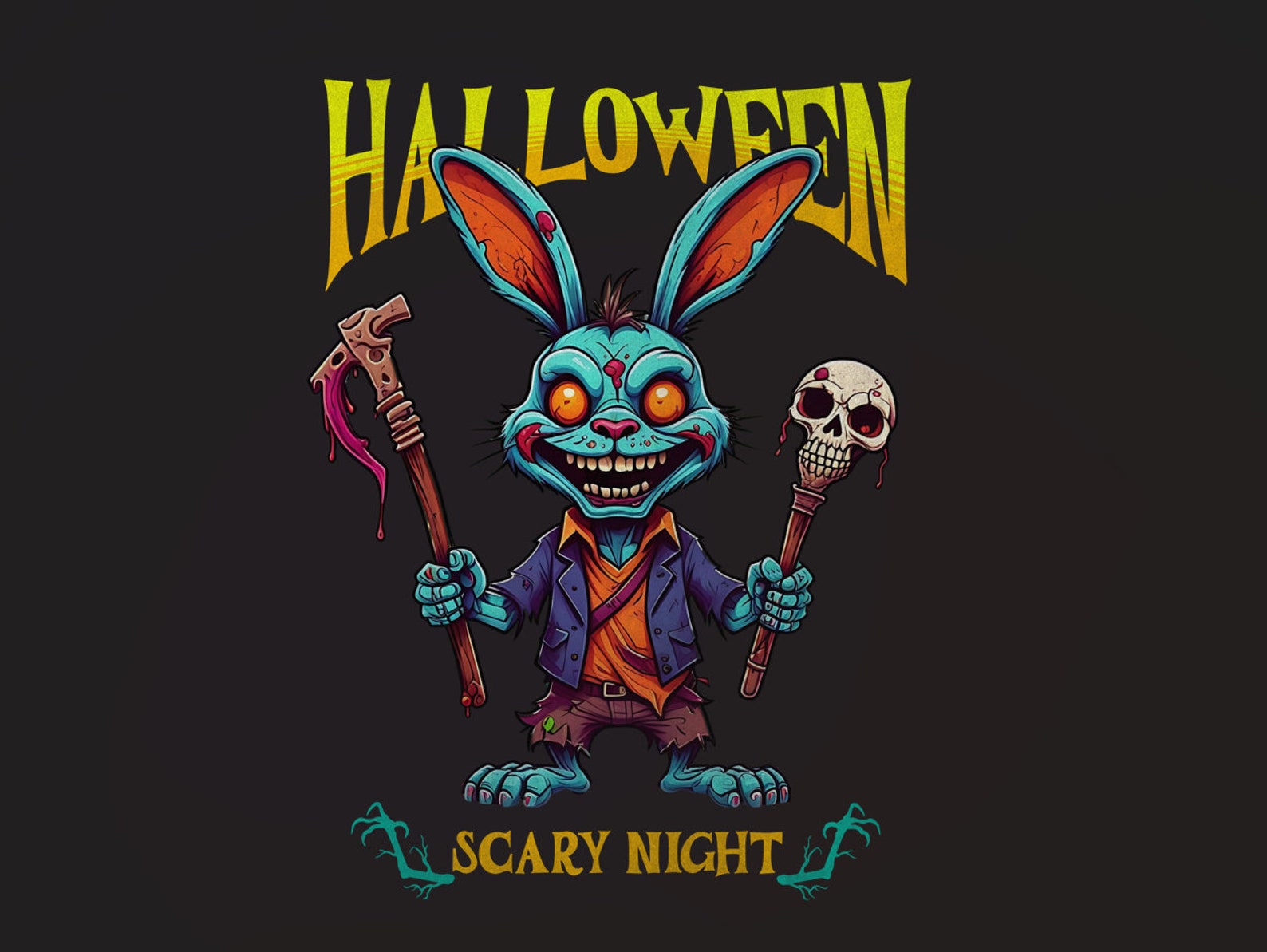 Halloween Rabbits Png, Zombie Rabbit Png, Halloween Horror Png, Scary ...