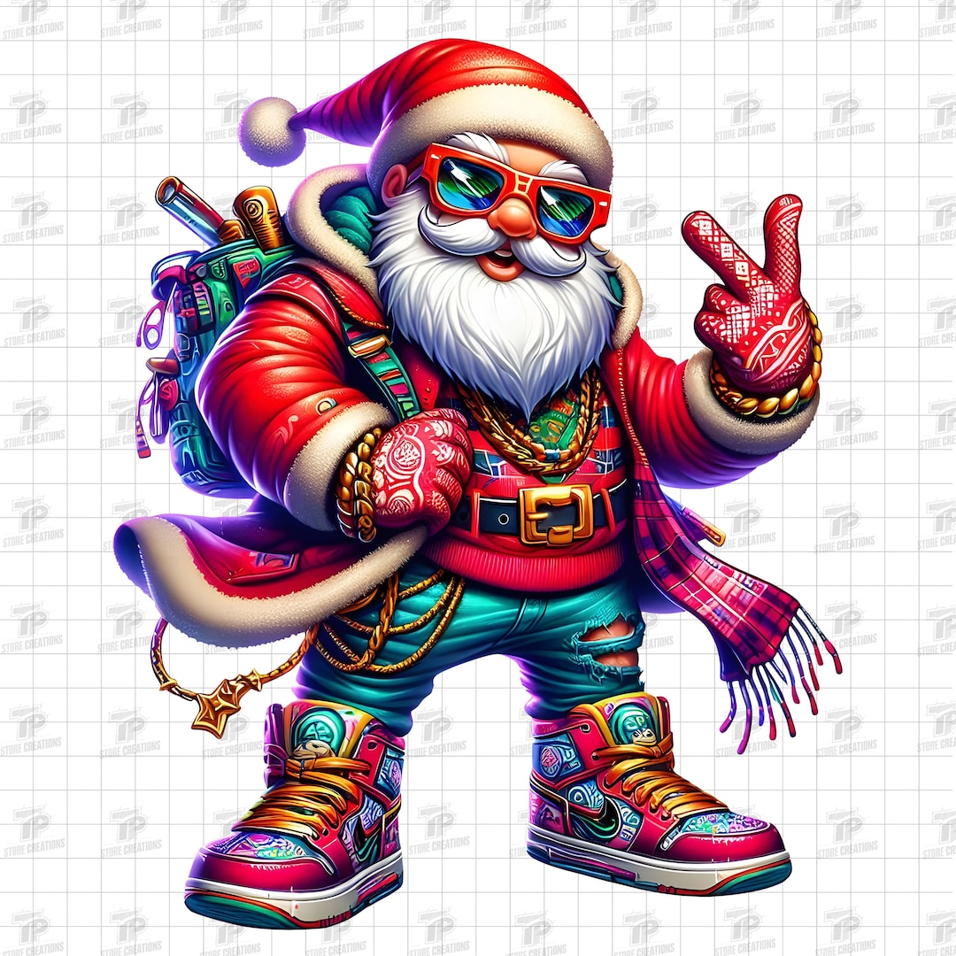 Urban Santa Png, Gangsta Hip Hop Santa Clipart, Christmas Clipart ...