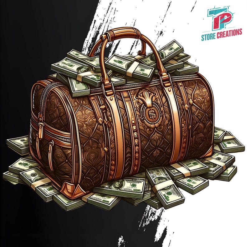 Luxury Money Bag PNG | Rich Bag Full of Cash PNG | Digital Dollar Bag ...