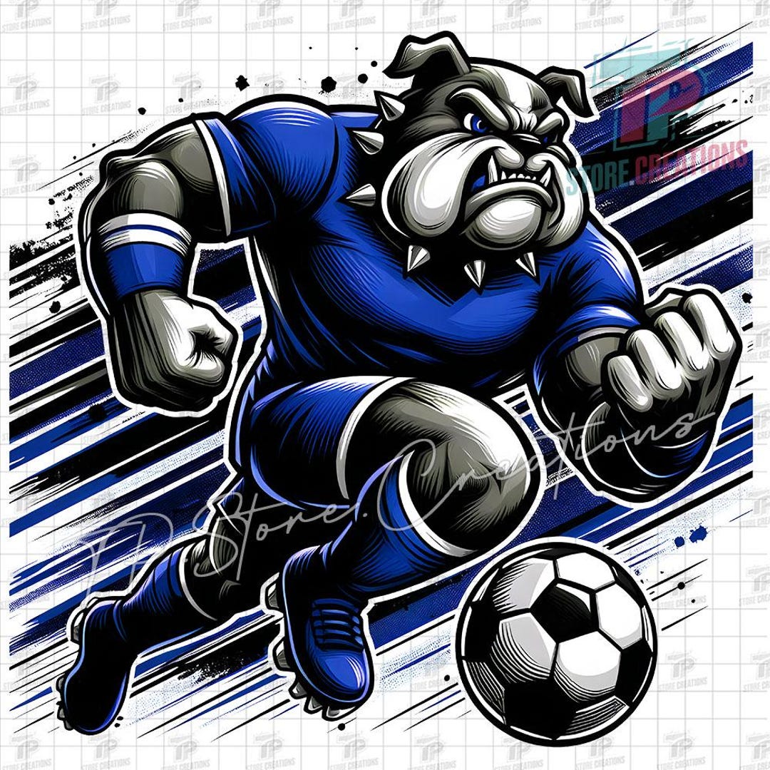 Blue Bulldogs Soccer Mascot PNG, School Mascot Png, Playoff Shirt ...
