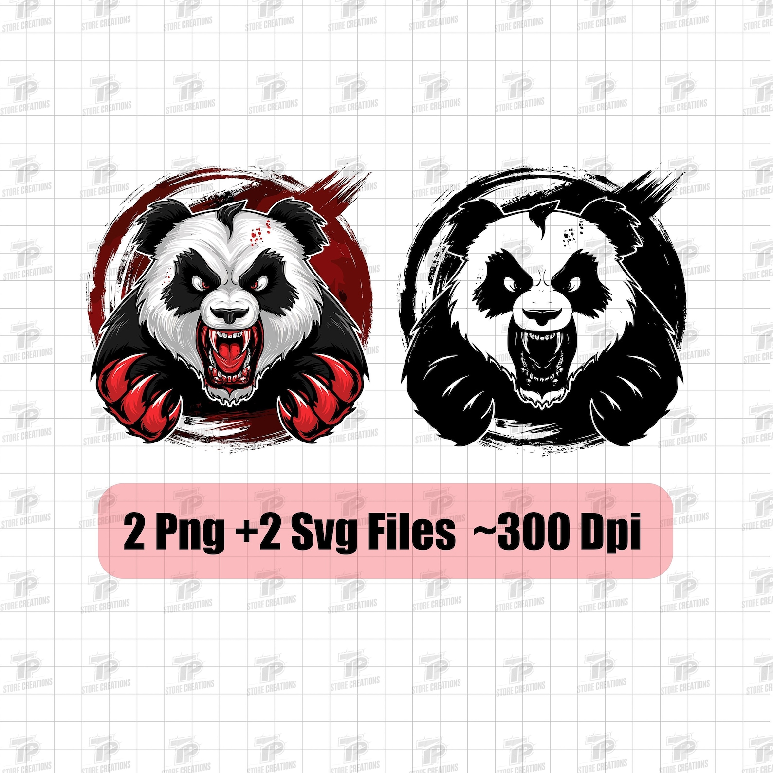 Horror Panda Png + Svg, Watercolor Panda Png, Panda Digital PNG for DTG ...