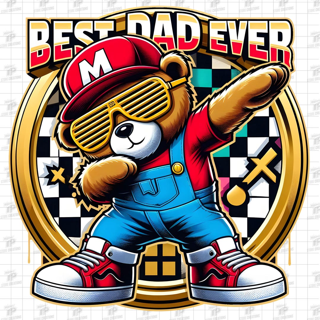 Best Dad Ever Png, Dabbing Teddy Bear, Dad and Son Png, Father's Day ...