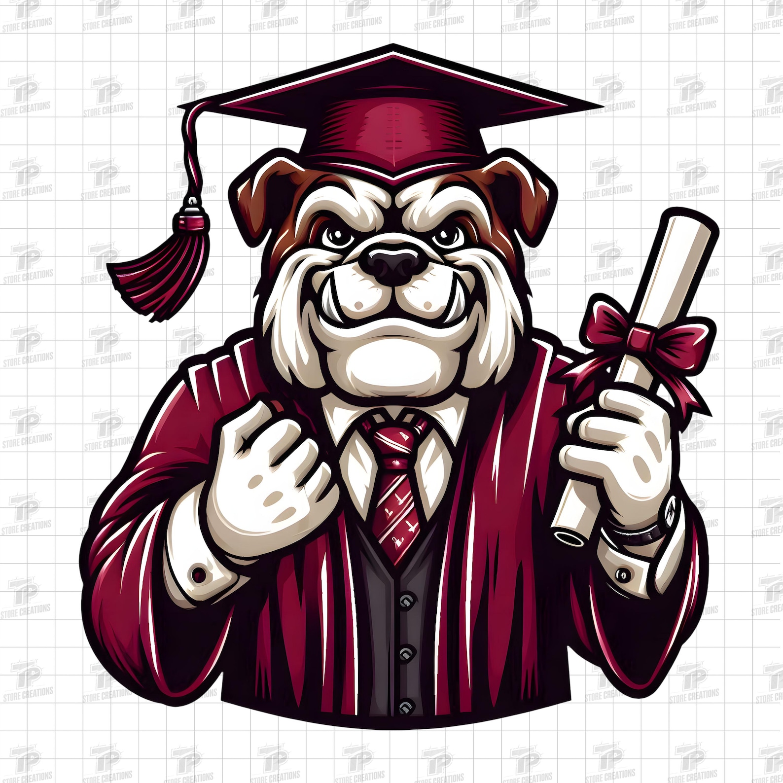 Bulldog Mascot Graduation PNG, Maroon Bulldog Mascot Artwork ...