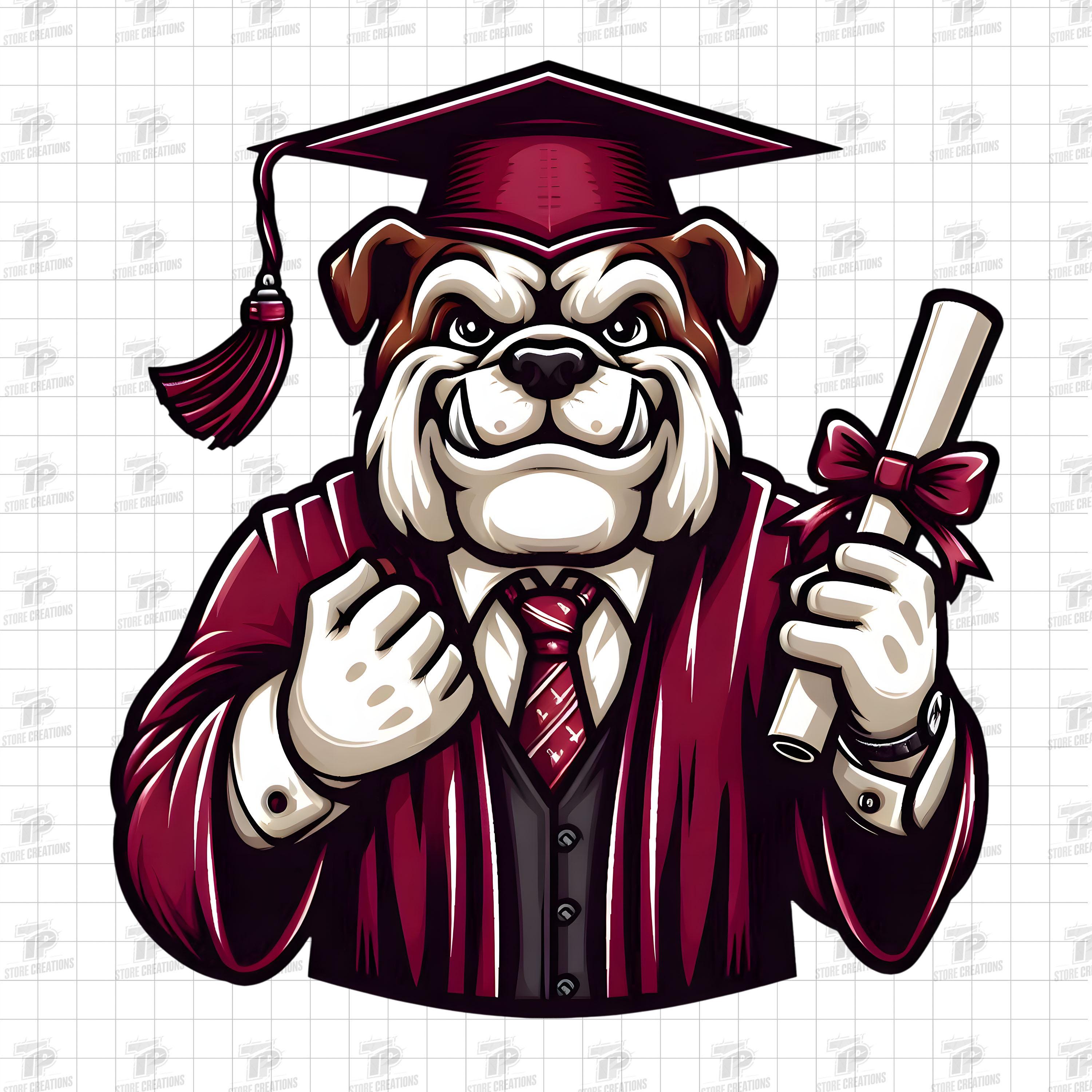 Bulldog Mascot Graduation PNG, Maroon Bulldog Mascot Artwork ...