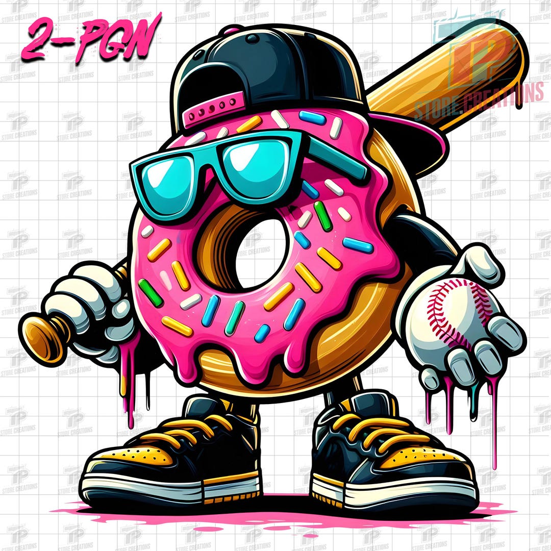 Baseball Donut PNG, Cool Donut Character With Baseball Png & Baseball ...
