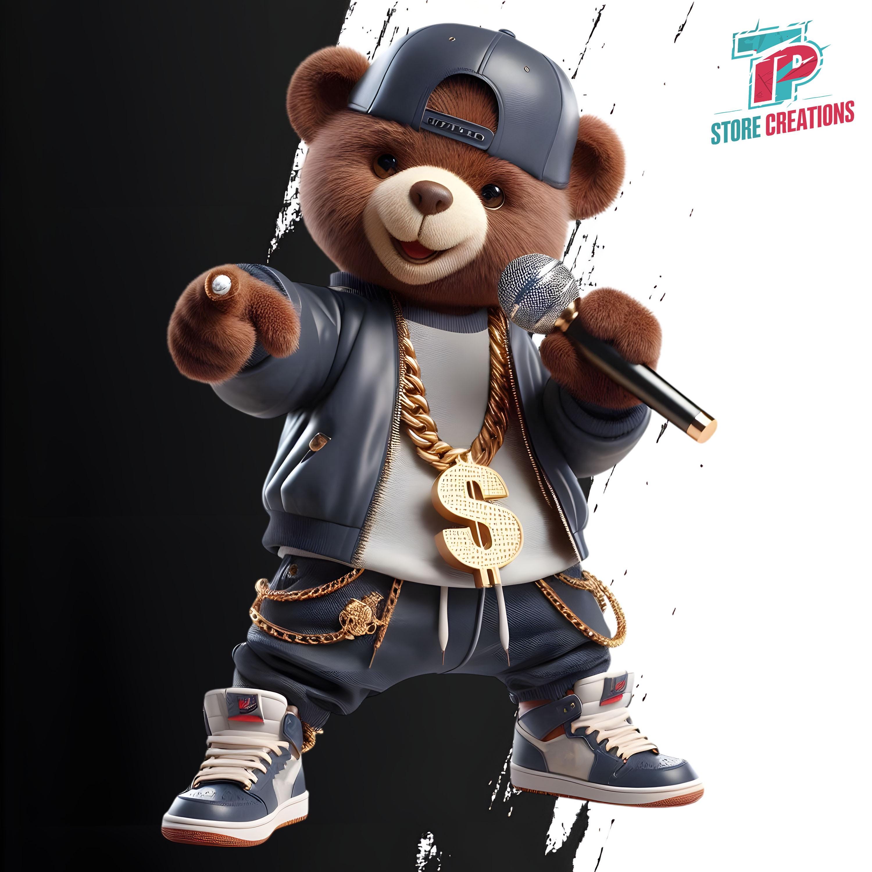 Hip Hop Rap Singer Teddy Bear PNG, Rap Singer PNG, Rapper Teddy Bear ...