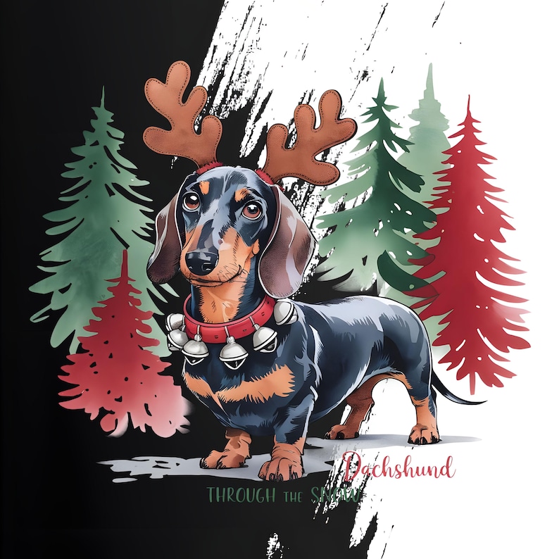 Dachshund Through the Snow Png, Christmas Dachshund Dog, Christmas ...