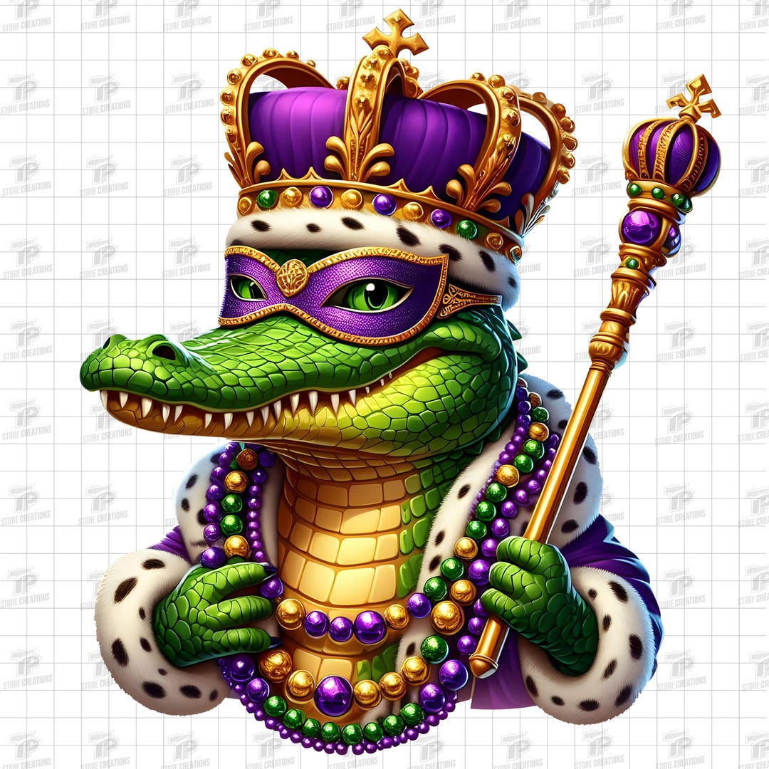 Mardi Gras Alligator PNG, King Gator Mardi Gras Png, New Orleans ...