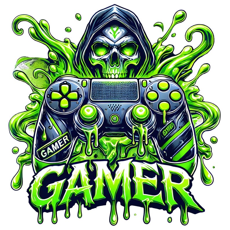 Gamer Png, Skull Gamer Png, Dripping Green Gaming Controller ...