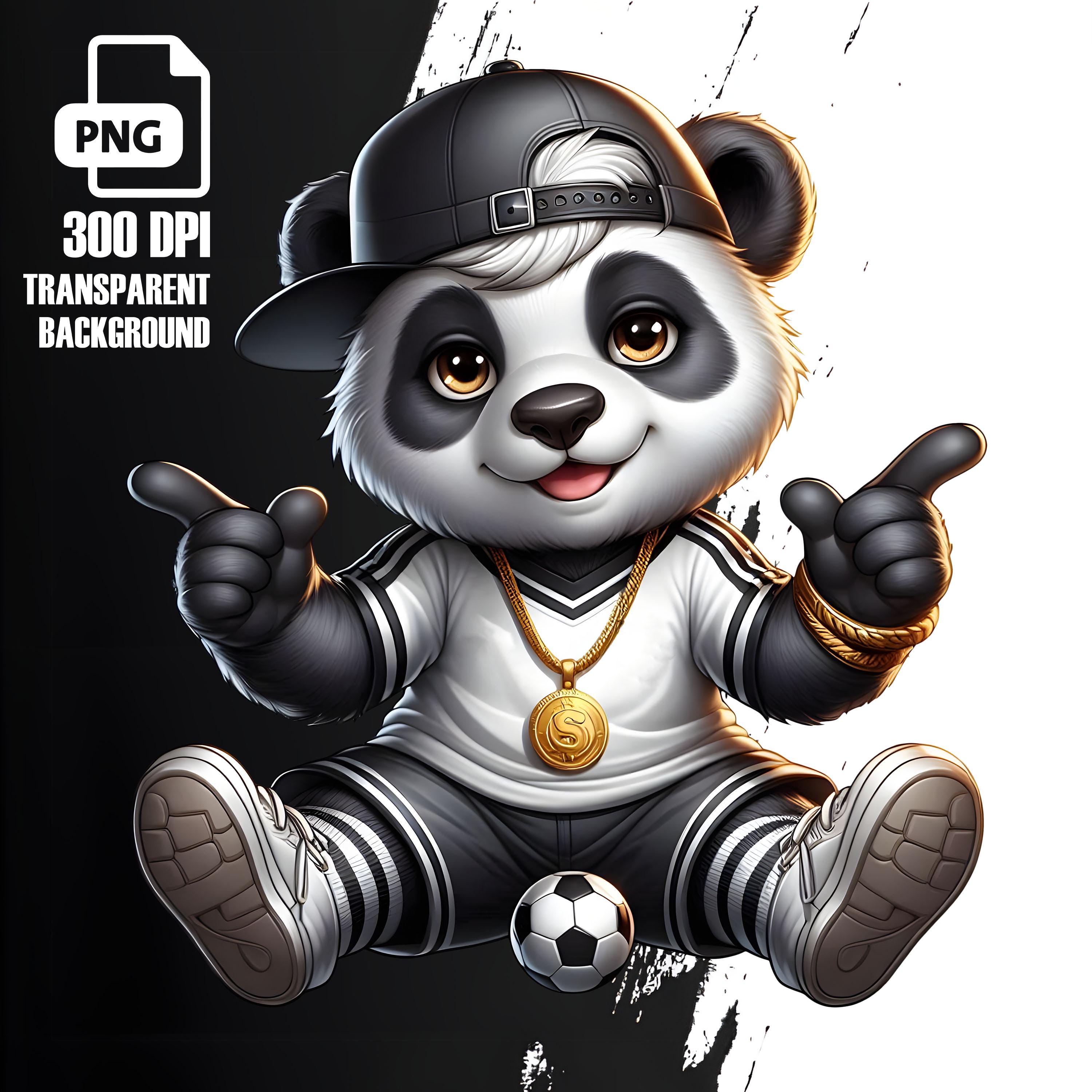 Cool Panda Soccer Player PNG – Cute Hip Hop Panda With Cap, Digital Art ...