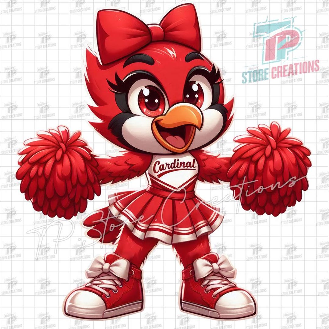 Red Cardinals Cheer Mascot PNG, Cardinals Cheerleader Mascot PNG ...