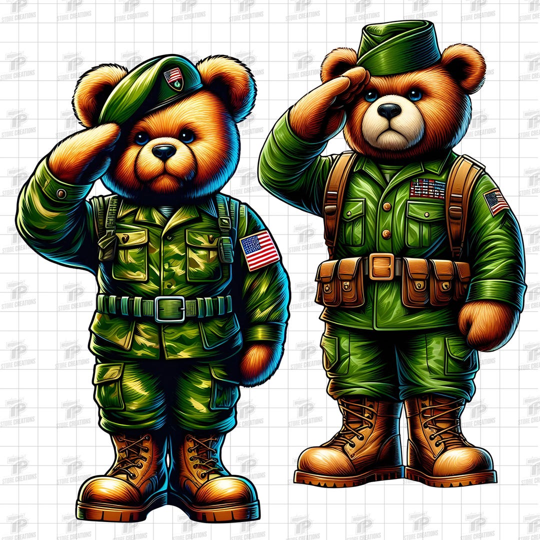 Military Teddy Bear PNG Saluting, Soldier Bear in Army Uniform With ...