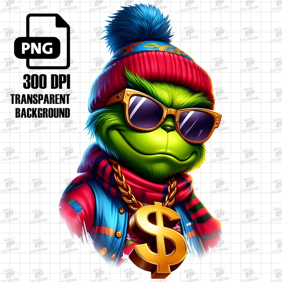 Rich Grinch PNG, Cool Grinch Png, Cool Green Hip-hop Character Png ...