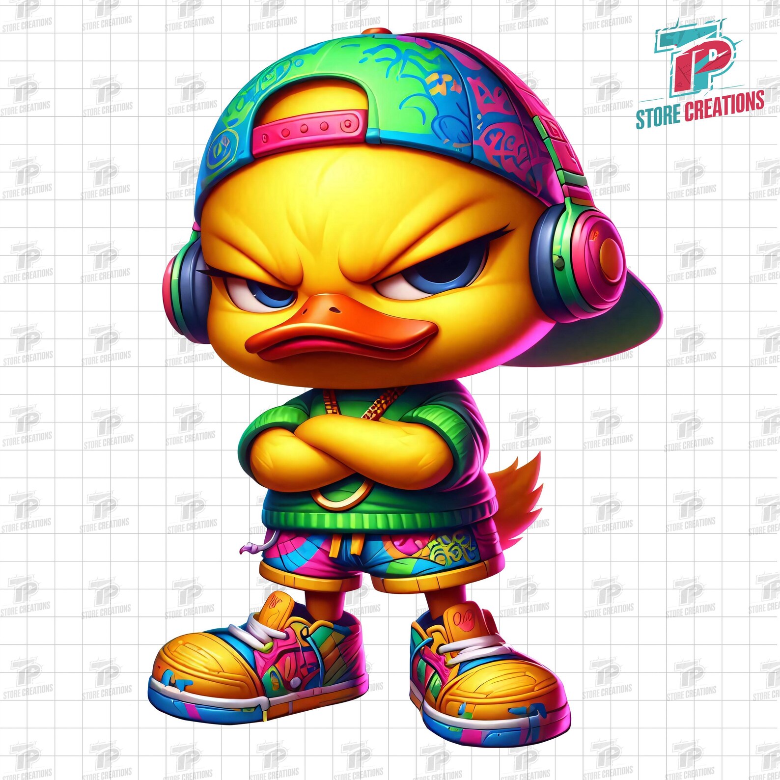 Neon Hip Hop Duck PNG | Urban Street Style Duck Clipart | Cool Duck Png ...