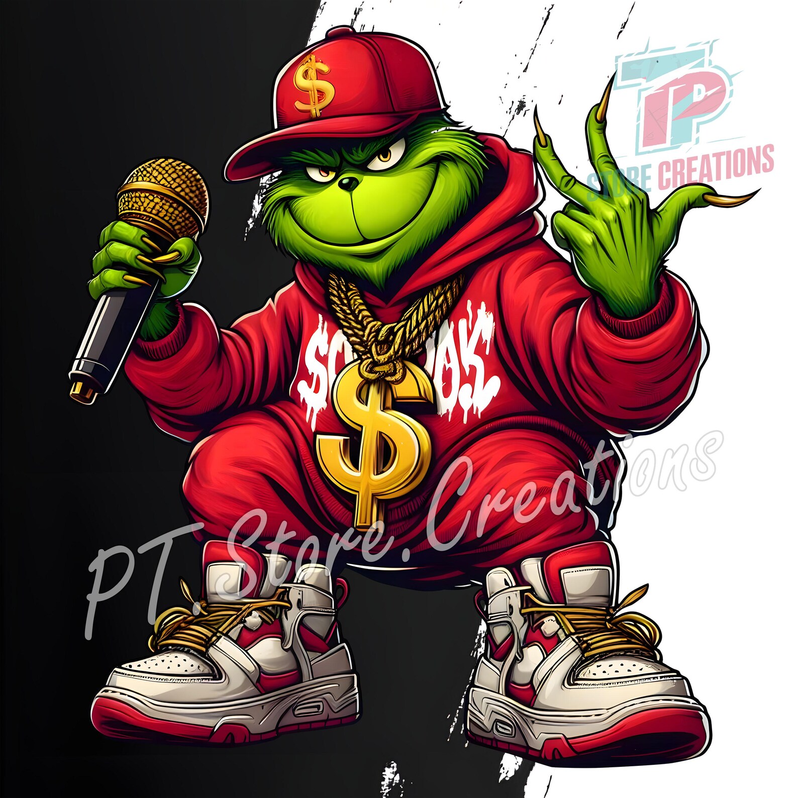 Hip Hop Grinch Christmas PNG, Rapper Grinch Png, Cool Grinch PNG With ...