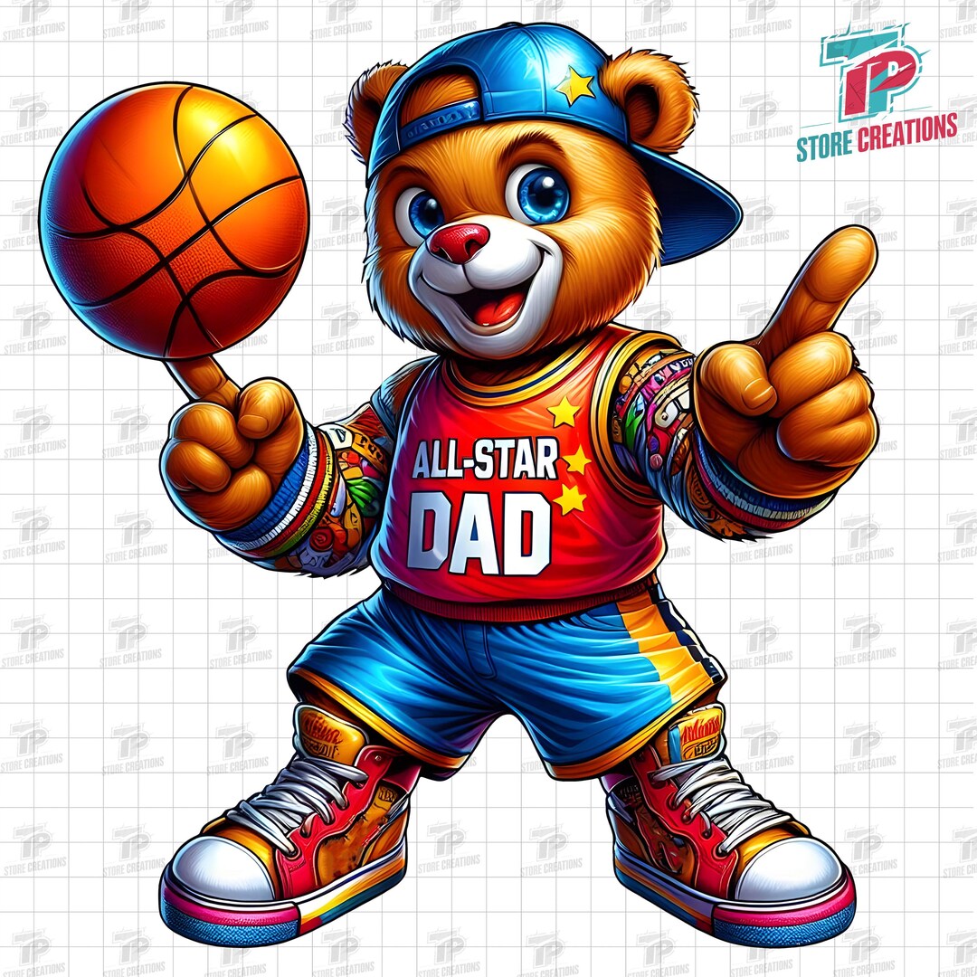 All-star Dad PNG, Teddy Bear Png With Basketball PNG, Father's Day Png ...