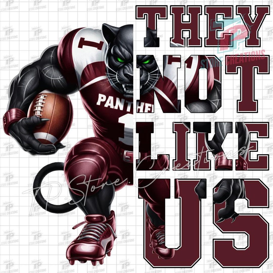 Maroon White Panther They Not Like Us Png, Panther Football Png ...