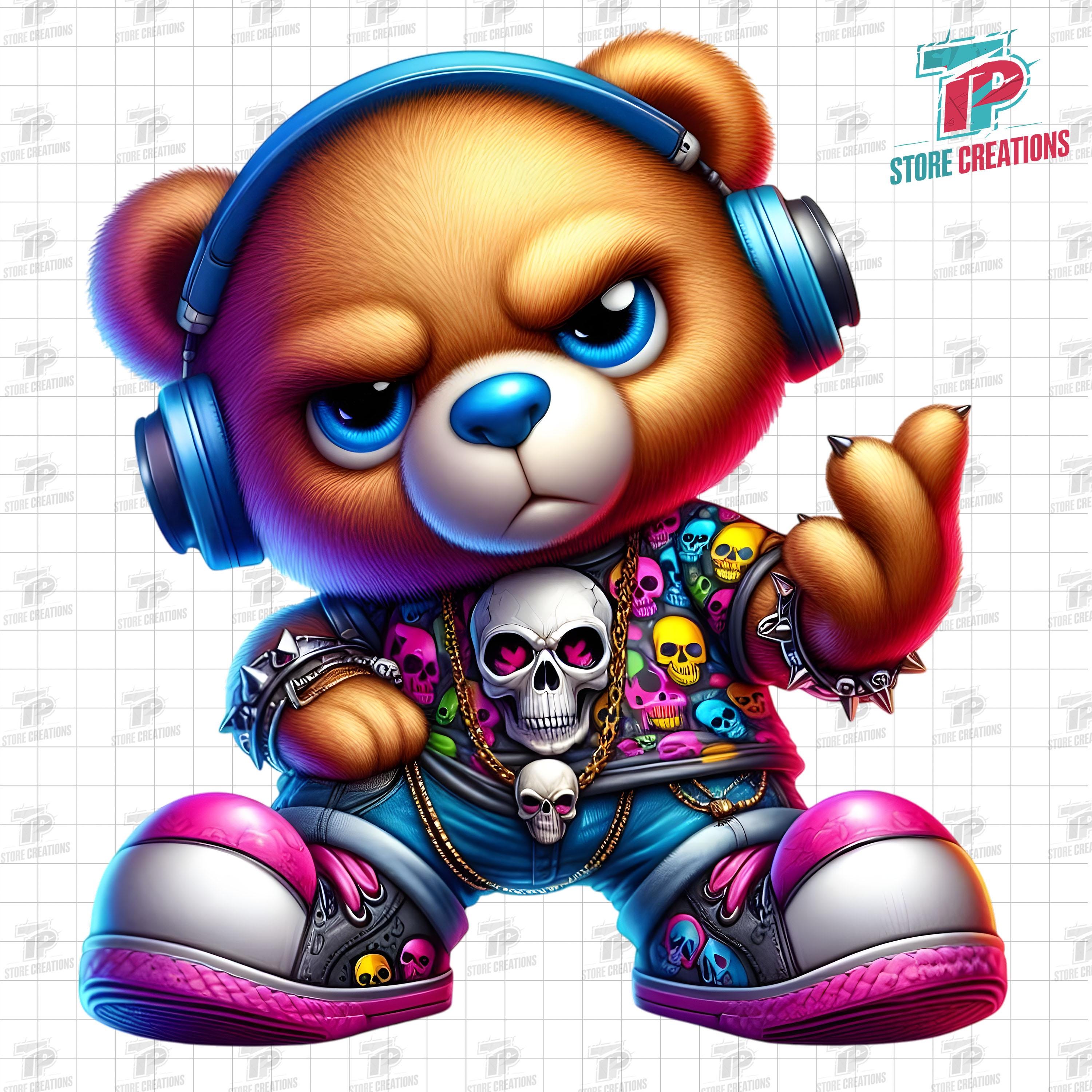 Badass Gangster Teddy Bear PNG, Skull Hoodie Streetwear Clipart, Hip ...