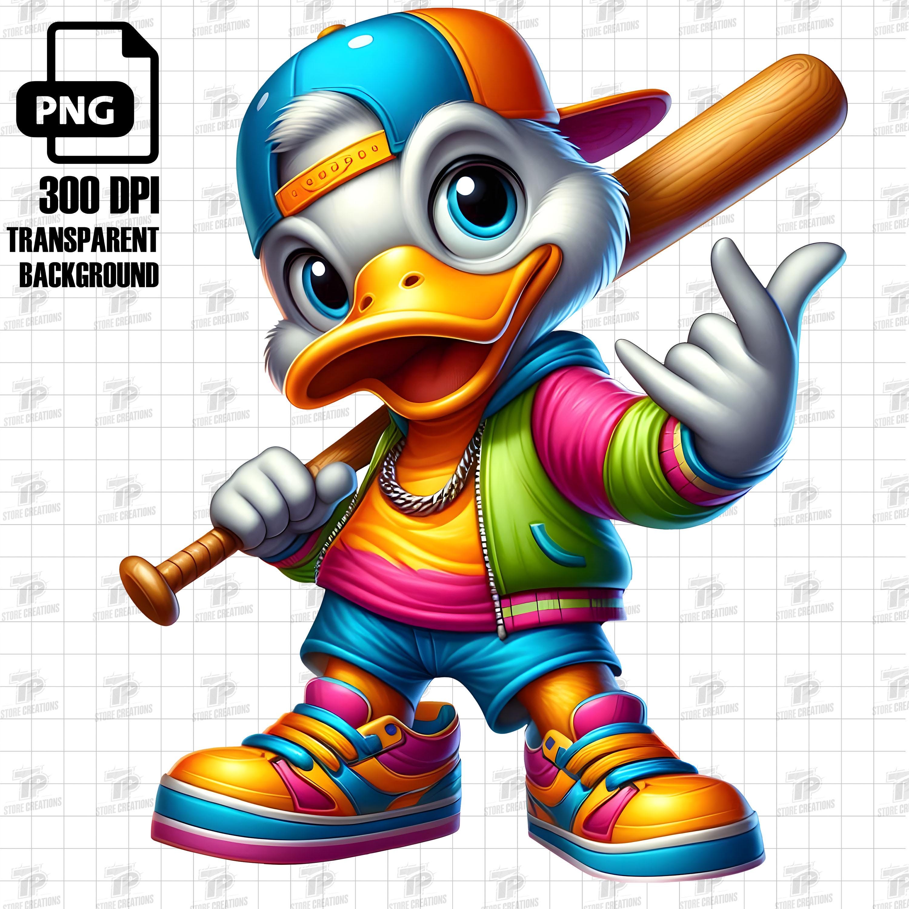 Cool Cartoon Duck With Baseball Bat PNG, Hip Hop Duck Png, Urban ...