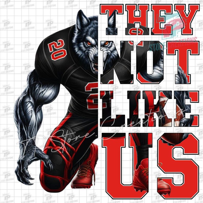 Black/red Wolf They Not Like Us Png, Viral PNG File for Crafters, Wolf ...