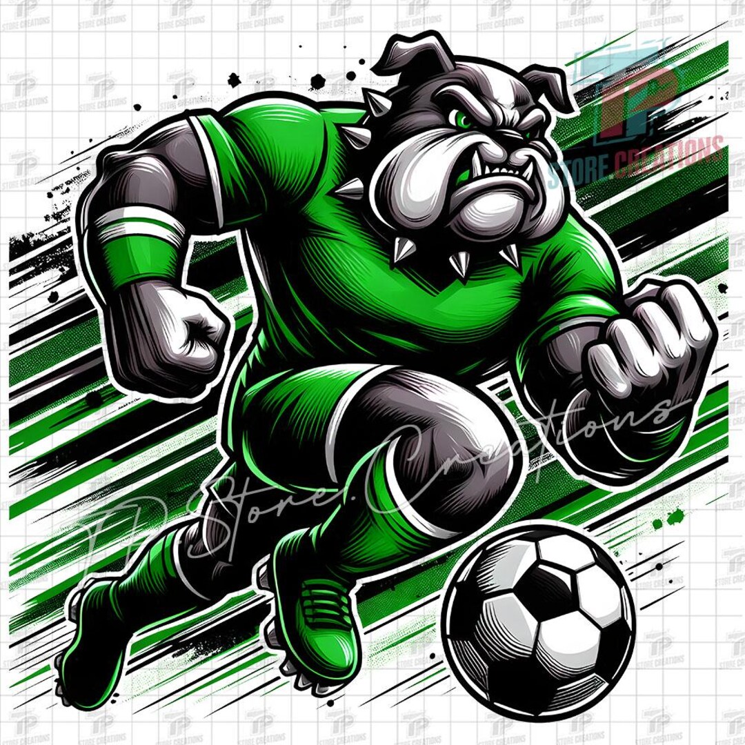 Green Bulldogs Soccer Mascot PNG, School Mascot Png, Playoff Shirt ...