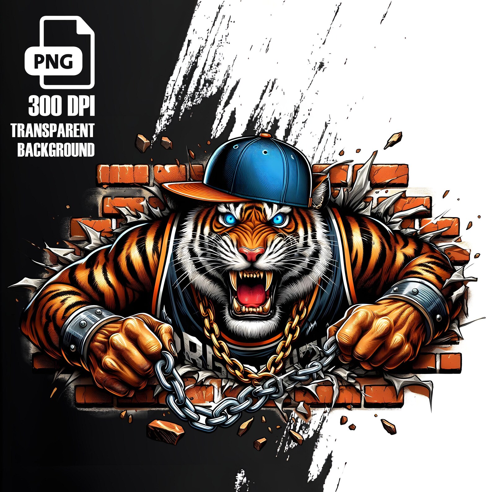 Cool Tiger PNG for Shirt, Hip Hop Tiger Png, Mighty Tiger Tshirt Design ...