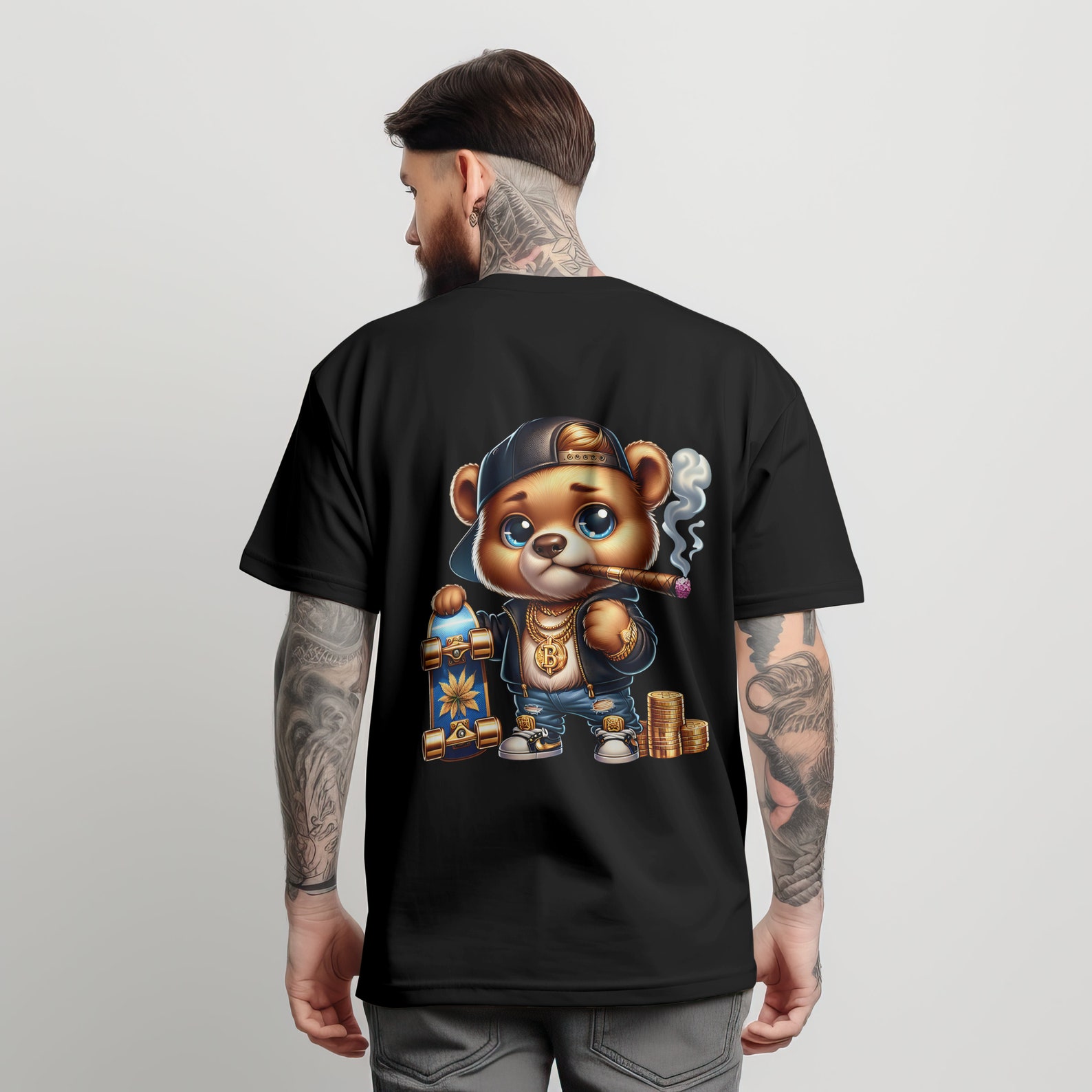 Rich Gangster Teddy Bear Smoking Cigar Png, Urban Sublimation Design ...