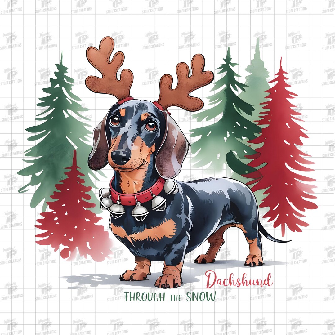 Dachshund Through the Snow Png, Christmas Dachshund Dog, Christmas ...