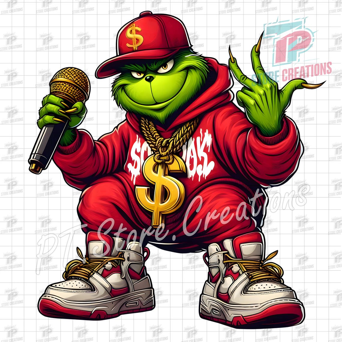 Hip Hop Grinch Christmas PNG, Rapper Grinch Png, Cool Grinch PNG With ...