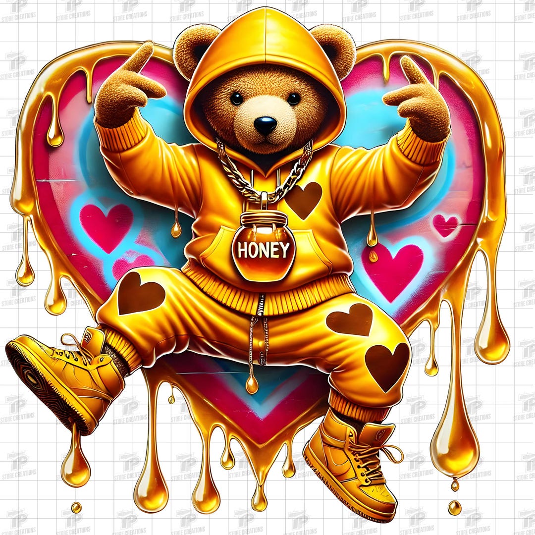 Hip Hop Teddy Bear PNG, Dripping Honey Png, Teddy Bear Png, Streetwear ...