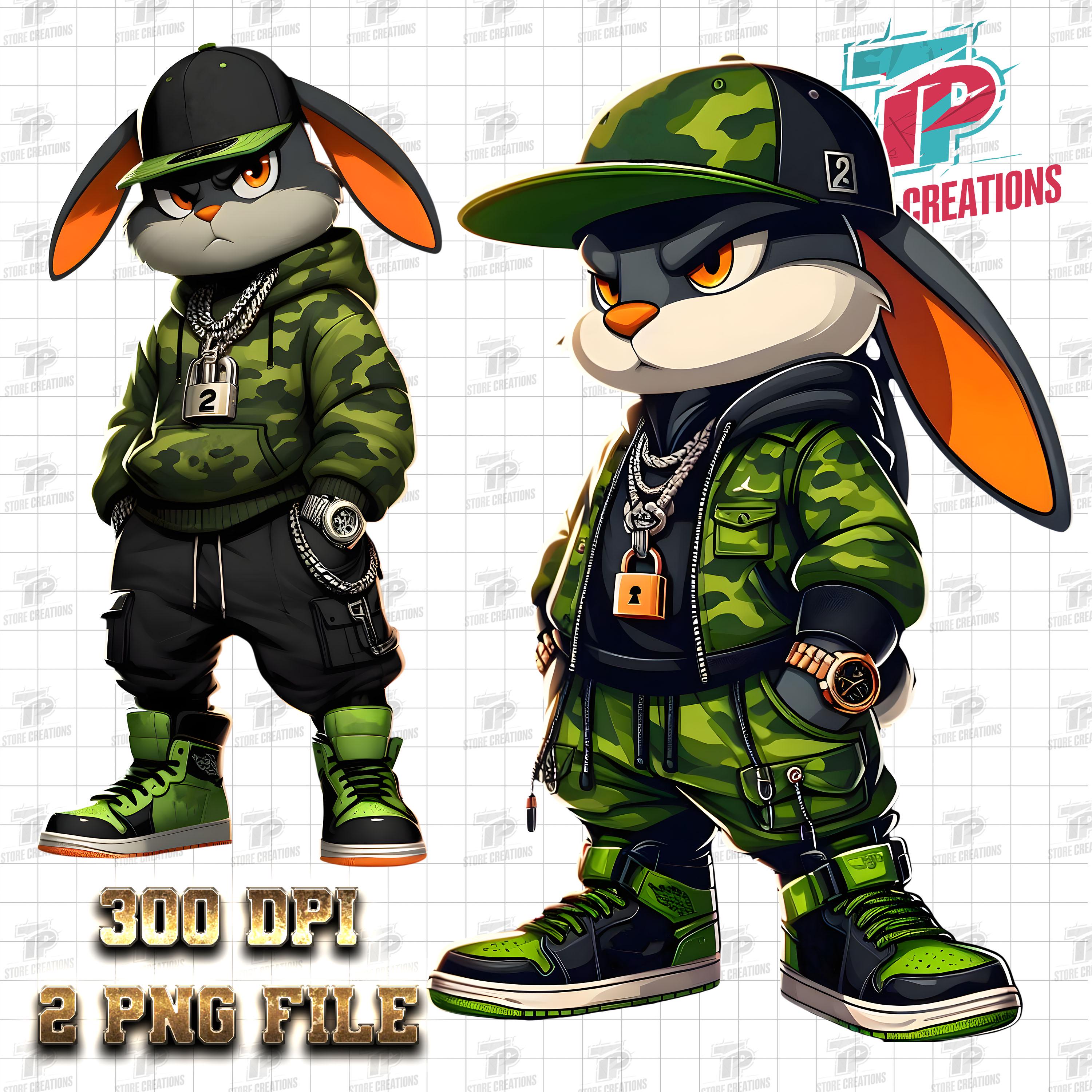 Camo Bunny PNG, Gangster Bunny Png, Urban Best Bunny Png, Streetwear ...