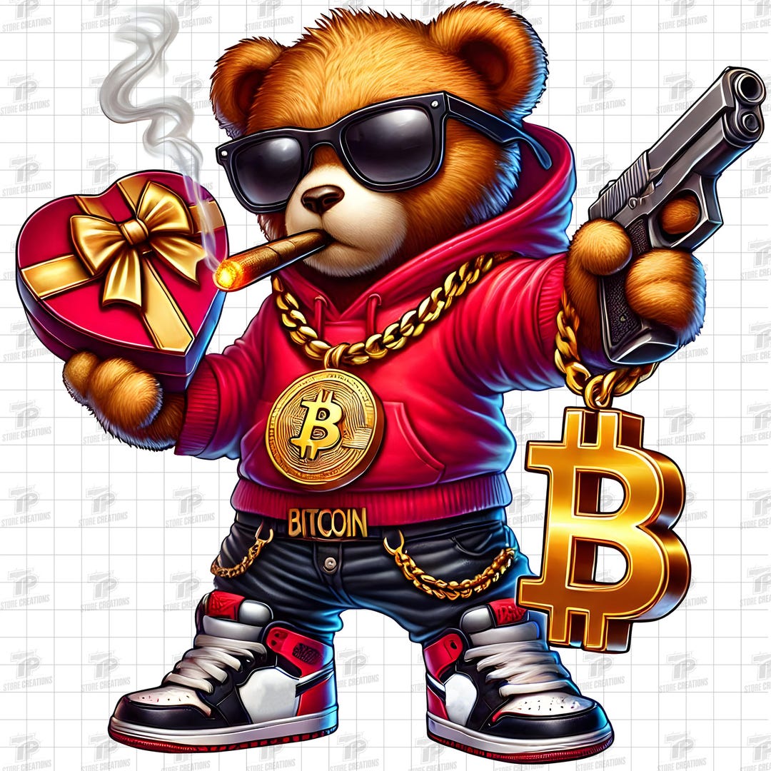Bitcoin Gangster Bear Png, Crypto Teddy Bear Png, Bear Love Valentine ...