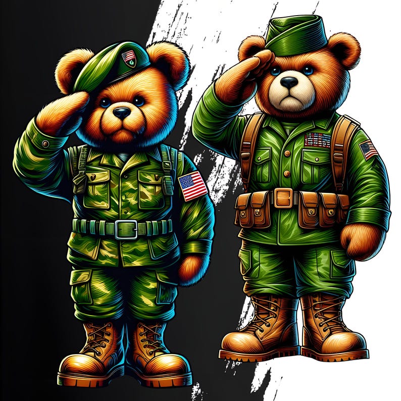 Military Teddy Bear PNG Saluting, Soldier Bear in Army Uniform With ...