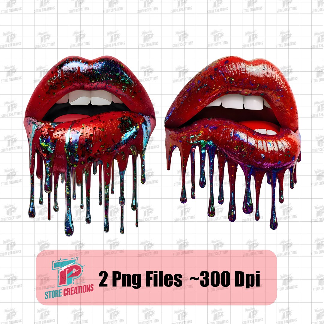 Dripping Lips Png, Dripping Red Lips Png, Retro Valentines Day ...