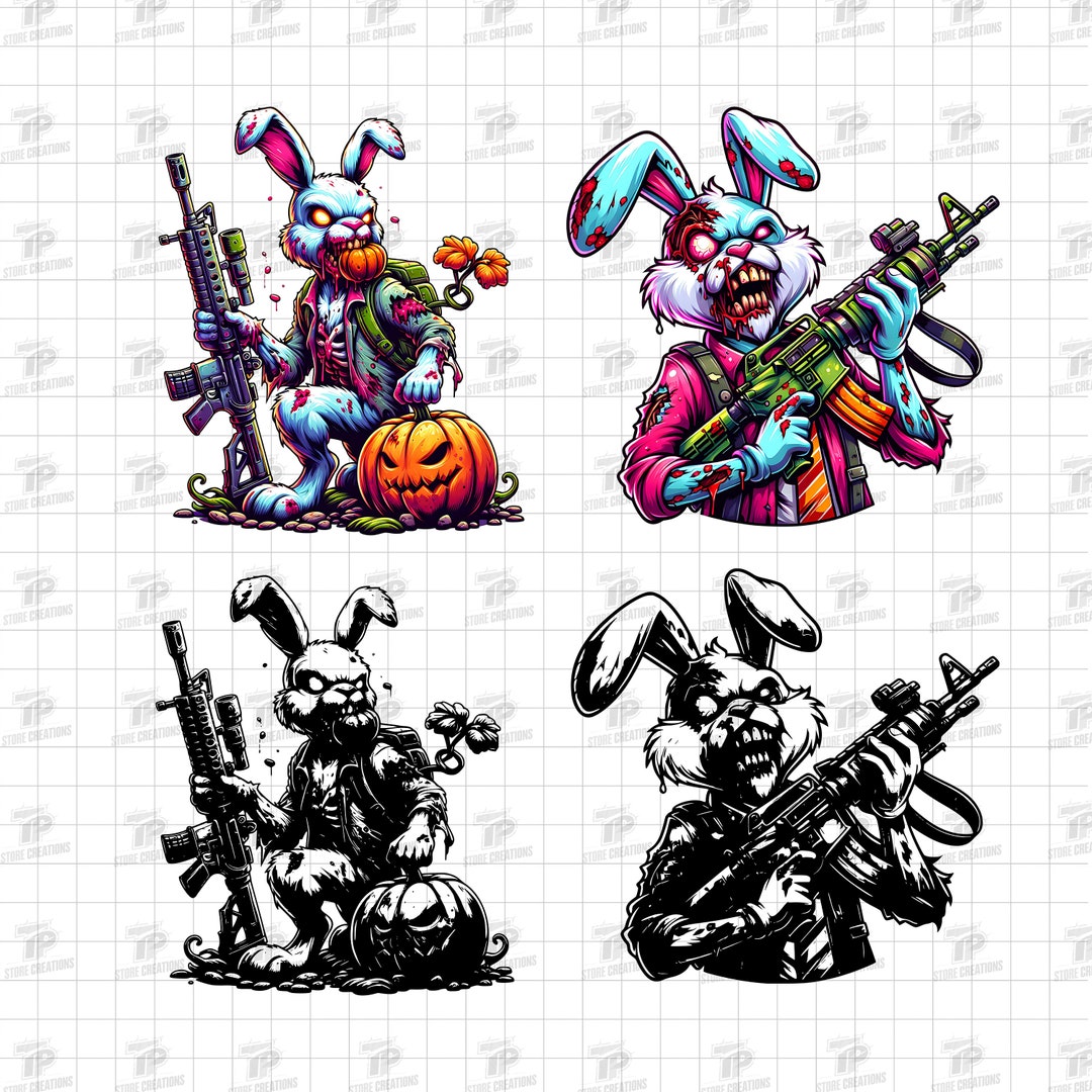 Horror Rabbit Character Png, Horror Bunny Character, Rabbit With Gun ...