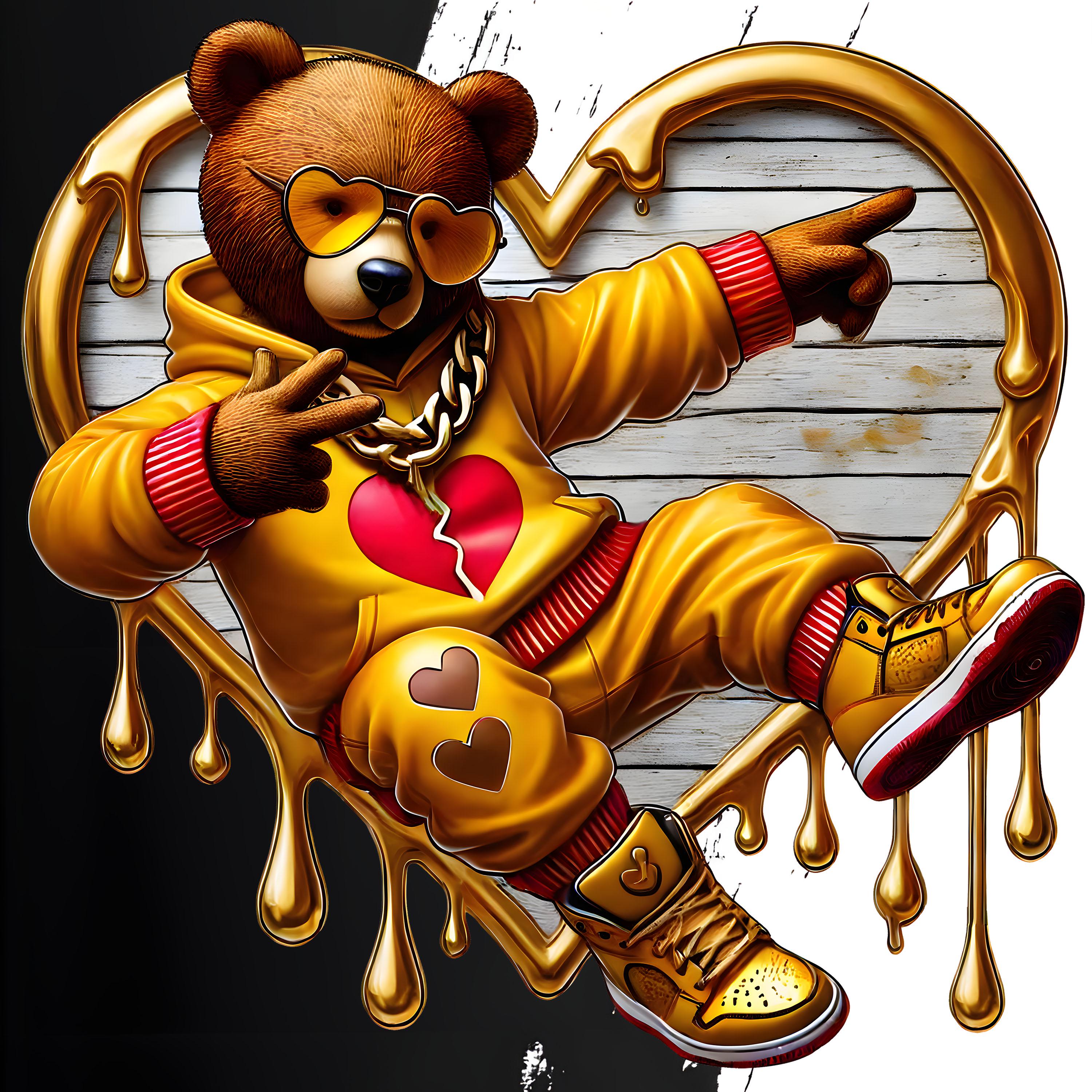 Hip Hop Teddy Bear PNG, Dripping Honey Png, Teddy Bear Png, Streetwear ...