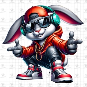 Hip Hop Bunny PNG, Streetwear Png, Cool Rabbit Digital Download, Urban ...