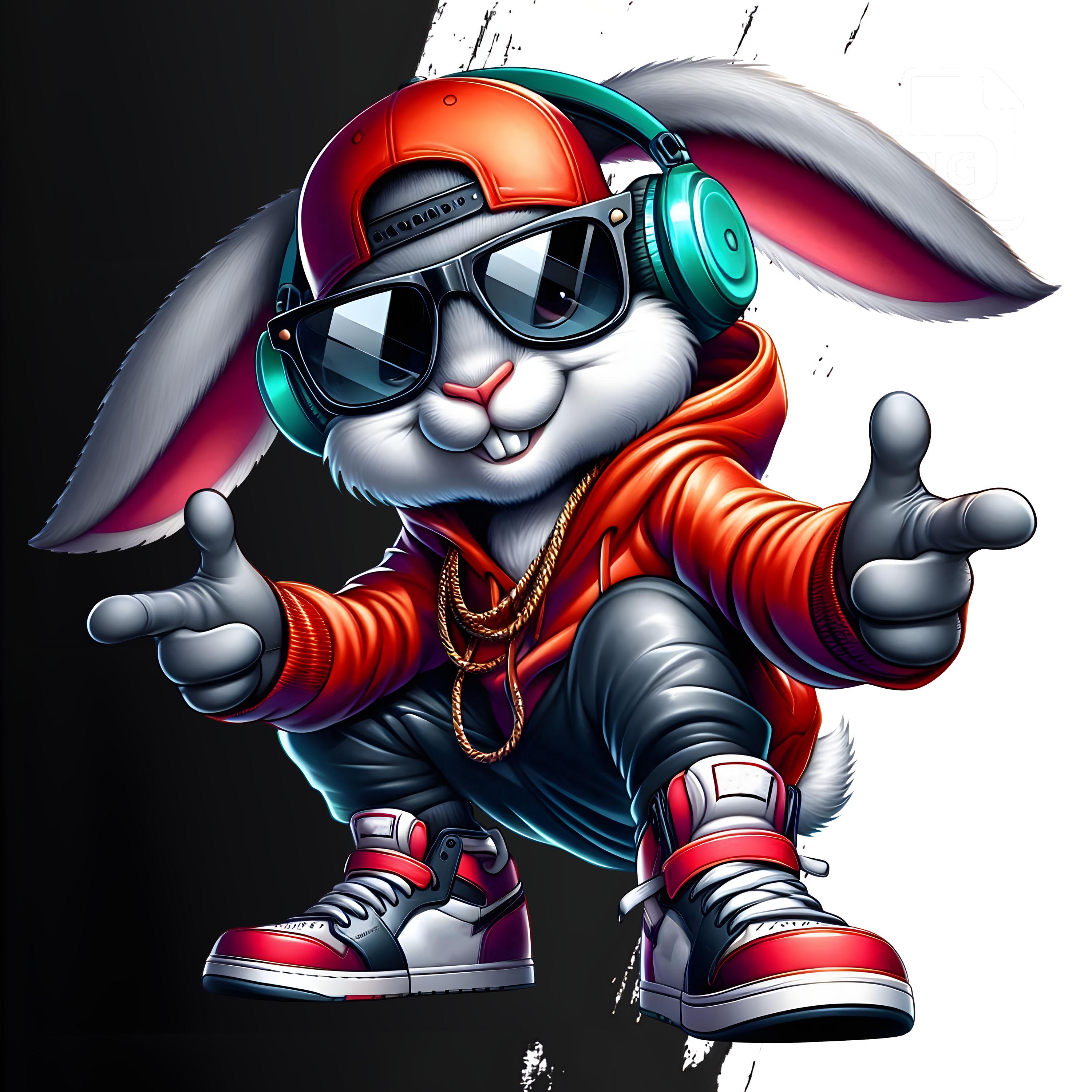 Hip Hop Bunny PNG, Streetwear Png, Cool Rabbit Digital Download, Urban ...