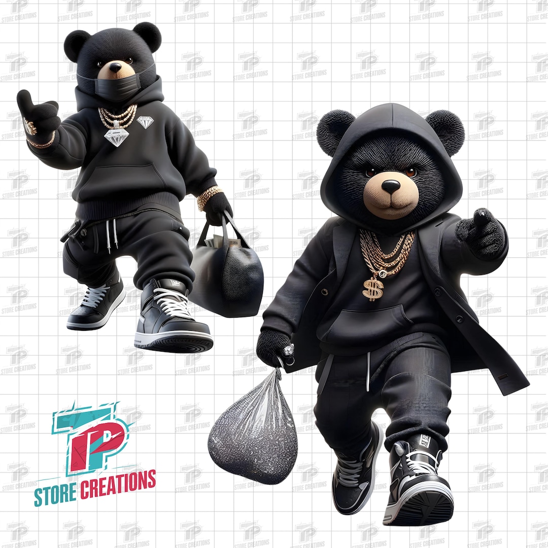 Gangster Teddy Bear PNG, Graffiti Teddy Bear Png, Urban Gangster Bear ...
