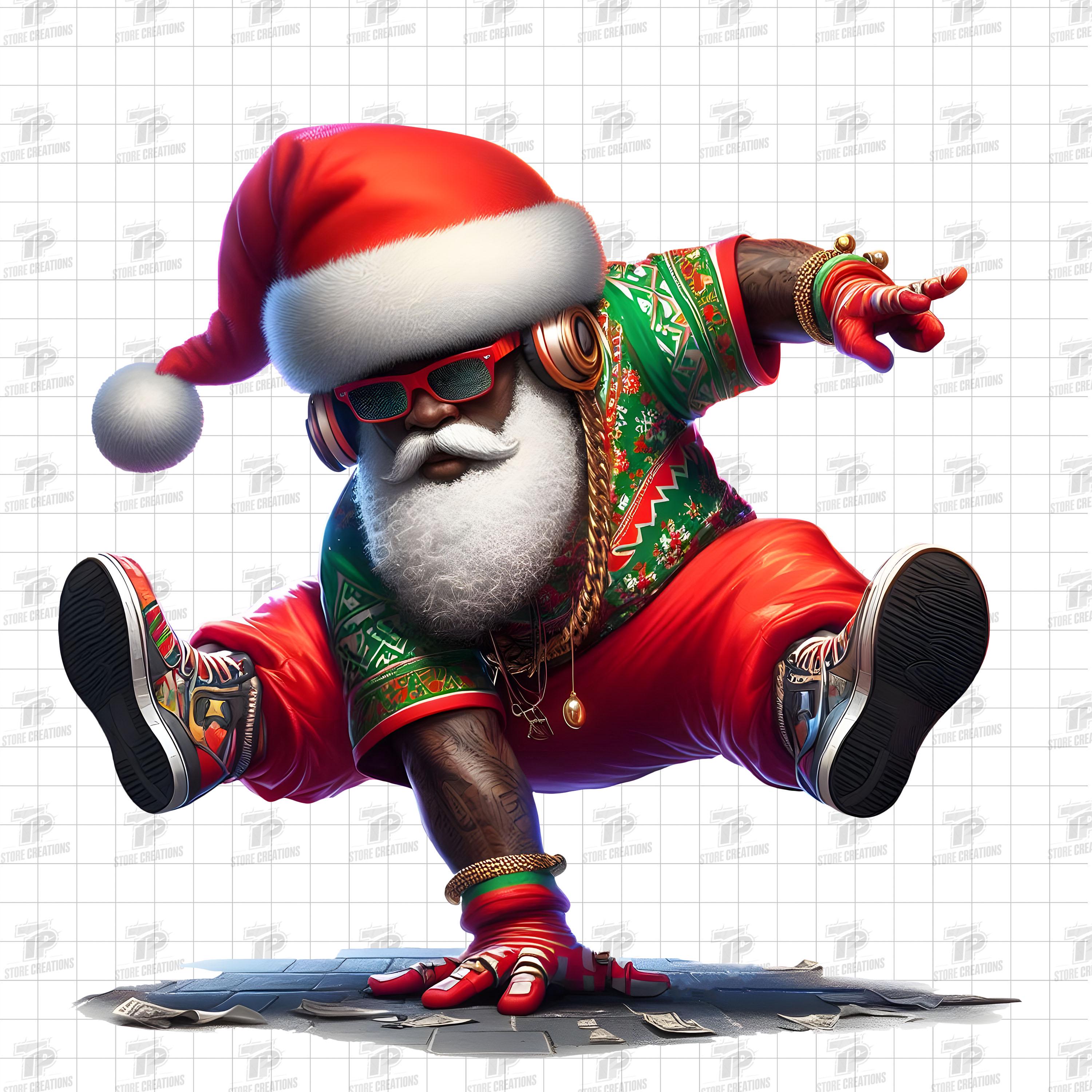 Breakdancing Santa PNG, Urban Santa Png, Urban Hip-hop Christmas ...
