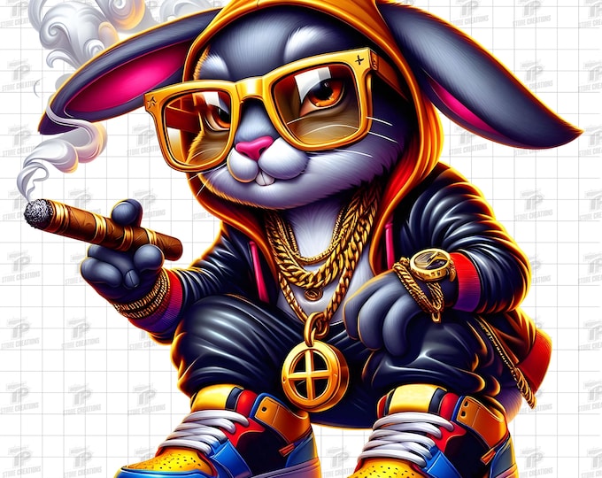 Hip Hop Bunny PNG, Streetwear Png, Cool Rabbit Digital Download, Urban ...
