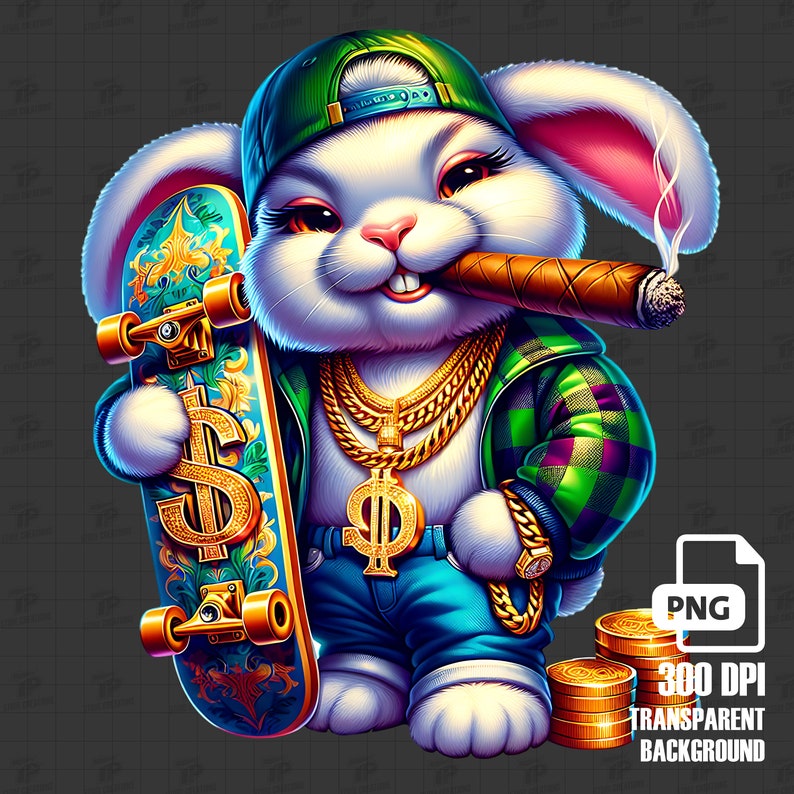 Rich Gangster Bunny Smoking Cigar Png, Rich Gangster Bunny Png ...