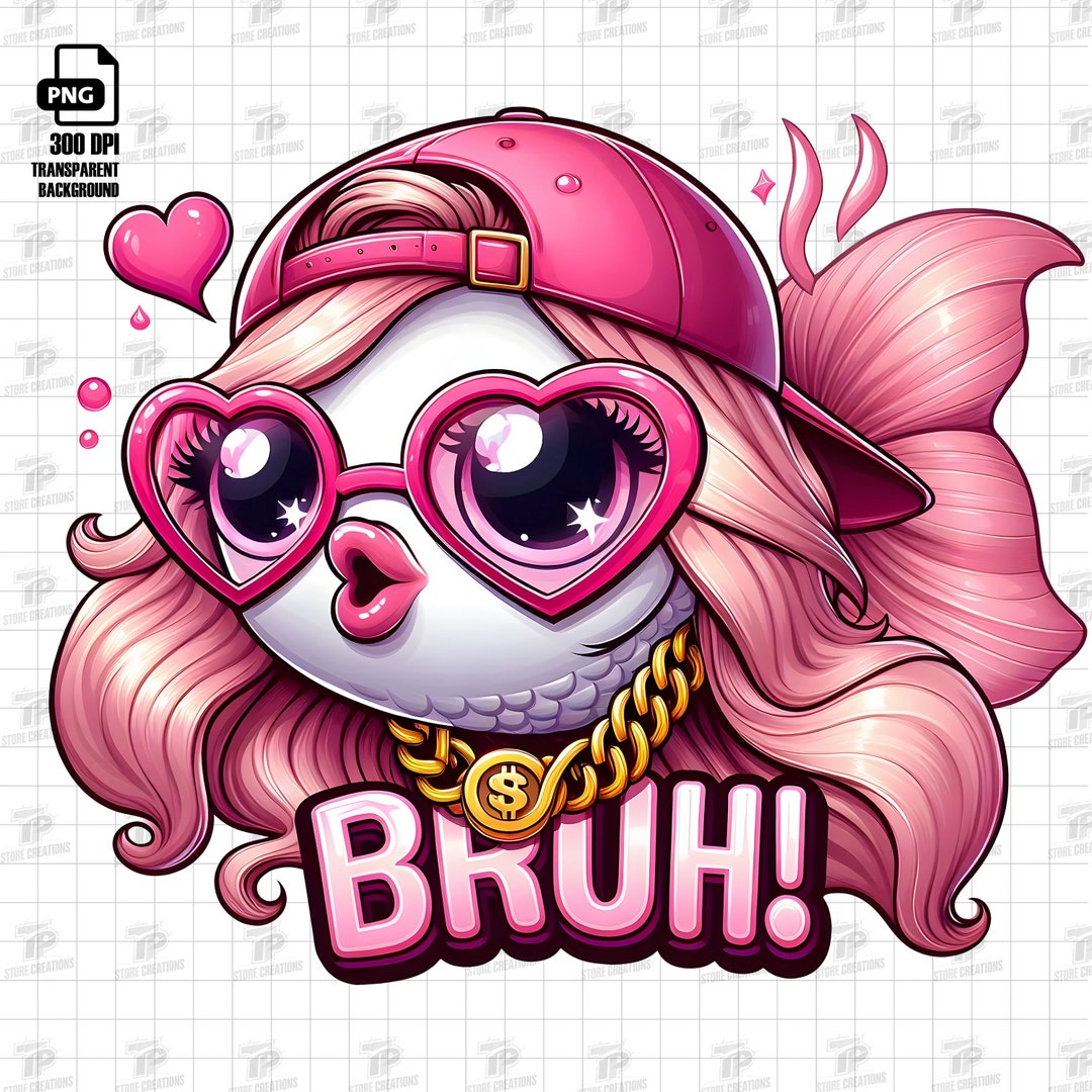 Cute Pink Bass Fishing PNG Sublimation, Fish in Hat Cap PNG, Funny ...