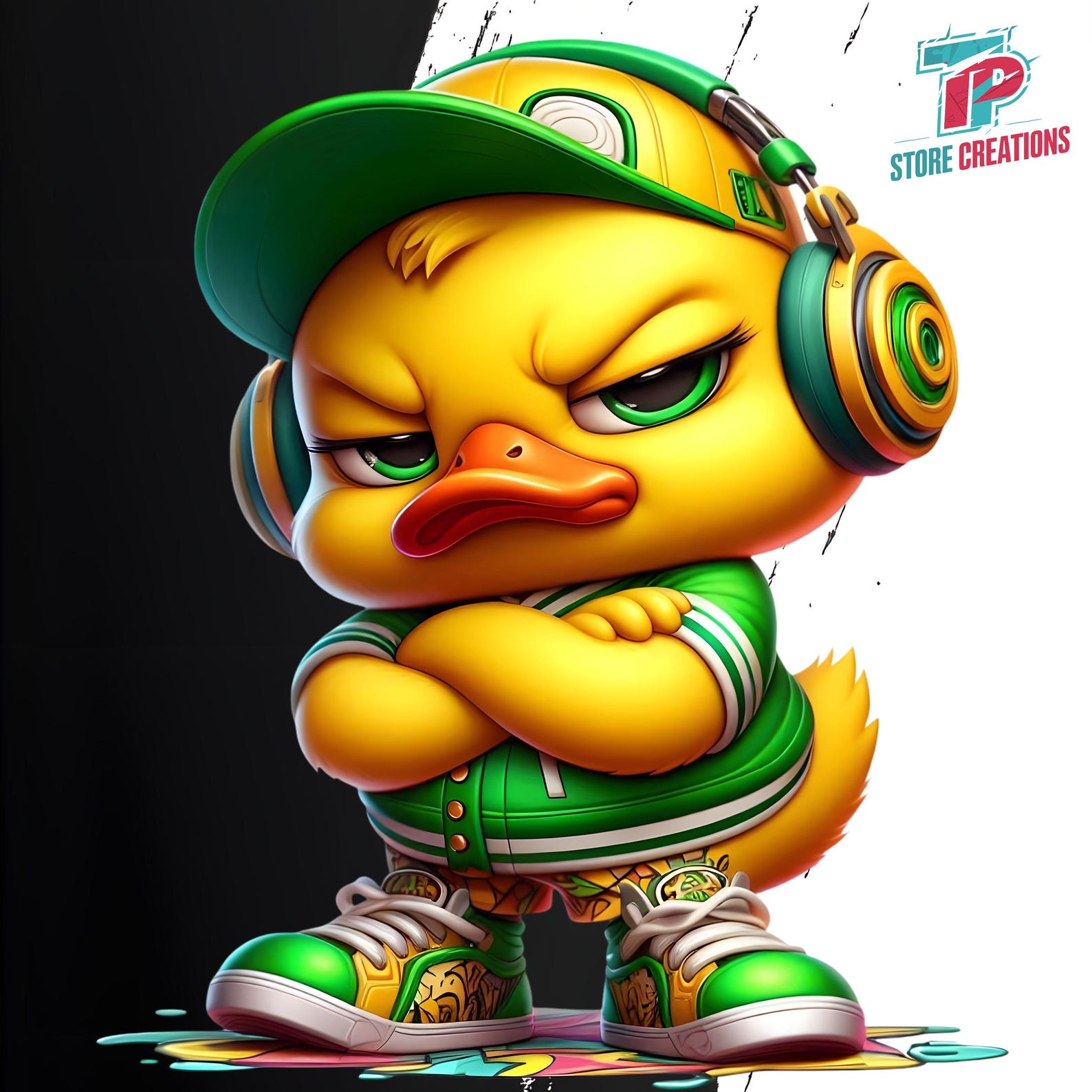 Neon Hip Hop Duck PNG | Urban Street Style Duck Clipart | Cool Duck Png ...