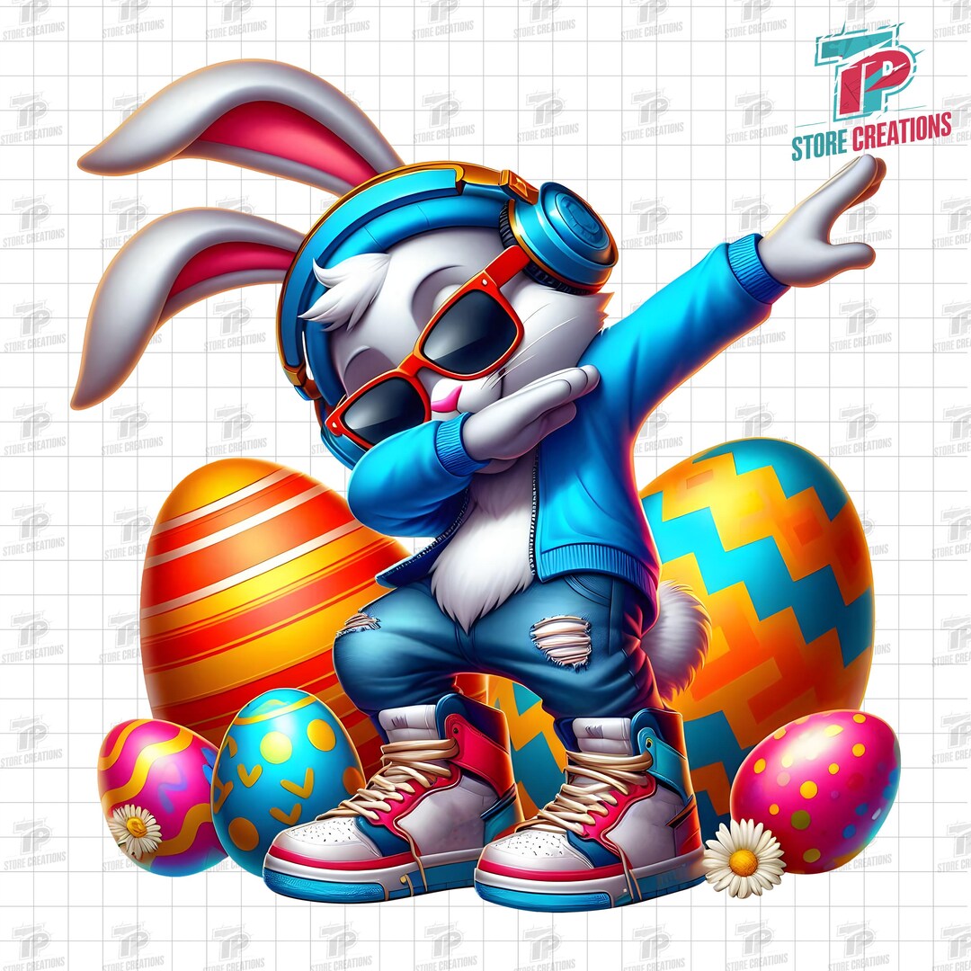 Happy Easter Bunny Dabbing PNG, Cool Hip Hop Rabbit With Eggs, Hip Hop ...