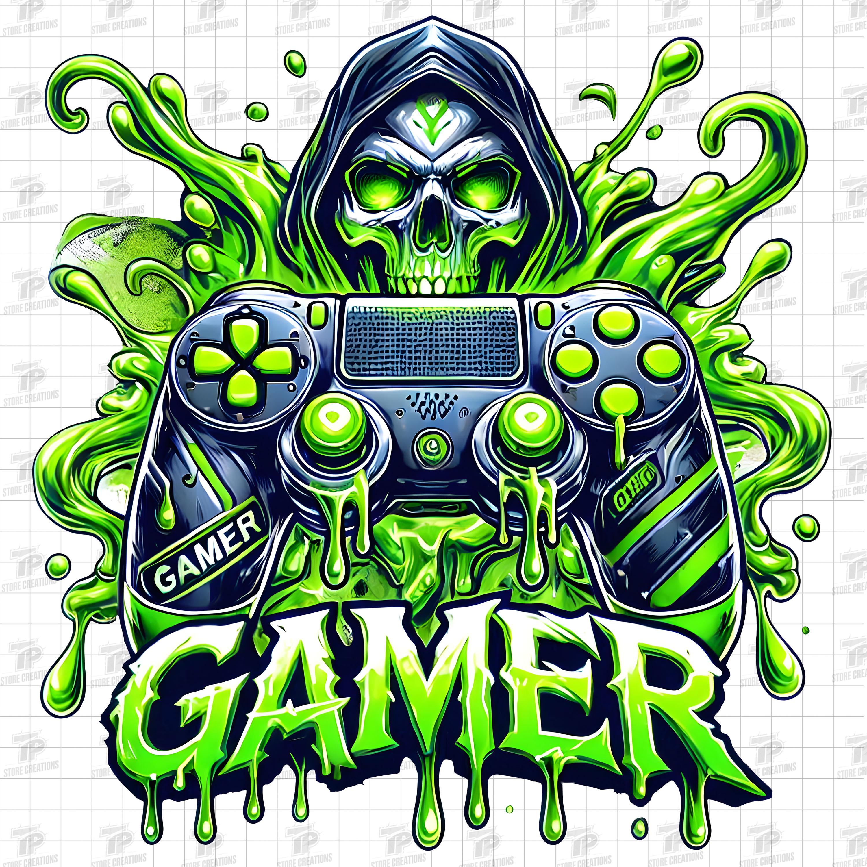 Gamer Png, Skull Gamer Png, Dripping Green Gaming Controller ...