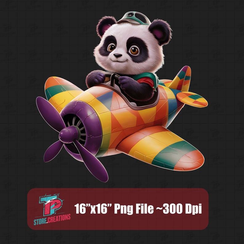 Panda Flying Plane Png, Cartoon Panda Digital Png, Cute Animal Pilots ...