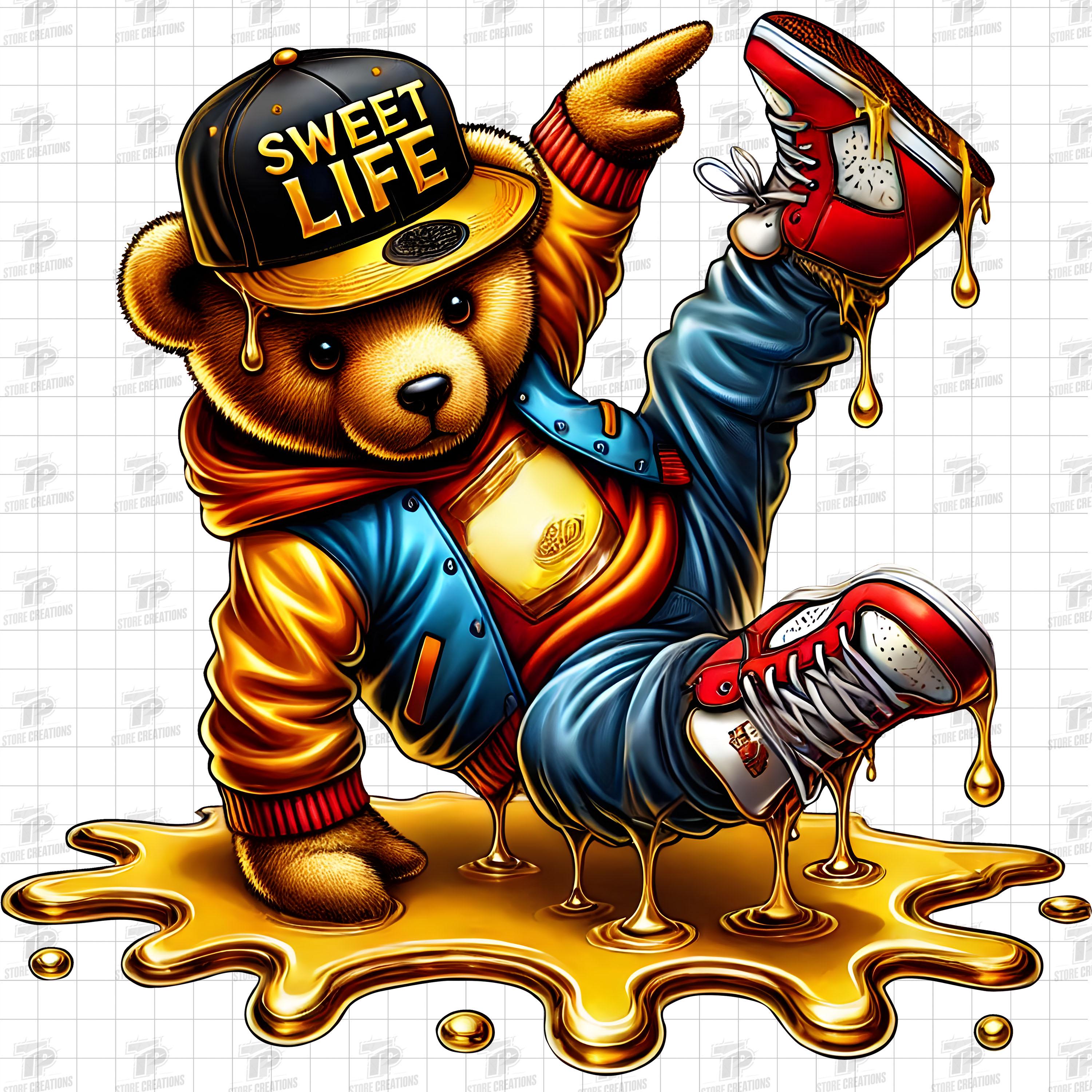 Sweet Life Teddy Bear Png, Breakdance Teddy Bear, Dripping Gold Hip Hop ...